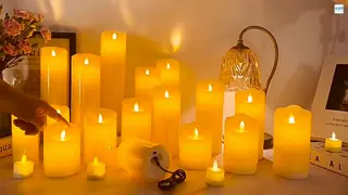 remote control electric battery operated flameless led pillar candle lights