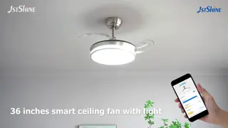 36 inches retractable ceiling fan with dimmable light and foldable blades for bedroom or office
