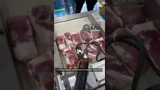 frozen meat block cutter with conveyor for automated meat portioning