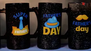 father's day cup 520 ml with gradient black sprayed and dot sprayed and decal fired cup