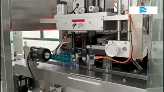 pe round bottle hot air sleeve shrinking machine with bushering sleeve function