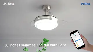 modern 36 inch retractable ceiling fan light with sand nickel finish energy led