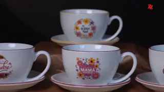 strengthen porcelain cup saucer set 470 ml 16 oz mug with decal fired and colored rim