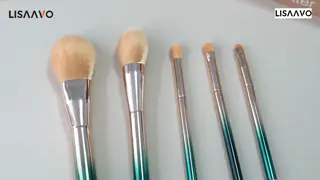 5pcs professional makeup brush set with gradient aluminum handle and high-density nylon bristles