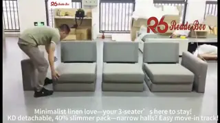 minimalist design linen fabric 3 seater sofa with ottoman for apartment