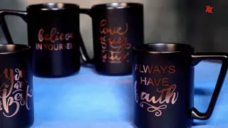 souvenir coffee mug with unique laser decal fired design 460ml capacity  8.8 cm* 7.5 cm