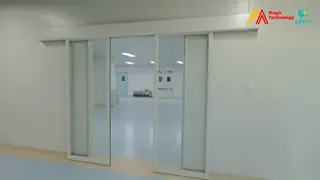 customized swing glass doors blue ivory green hospital glass doors with airtight sealing