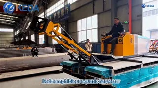 compact amphibious weed harvester with aluminum alloy body, stern drive engine