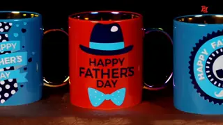 330 ml father's day mugs with electroplating、decal fired and golden or rainbow color commemorative