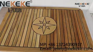 barrel folding teak table top with star inlay for boats and yachts