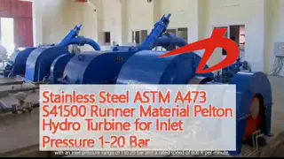 stainless steel astm a473 s41500 runner material pelton hydro turbine for inlet pressure 1-20 bar