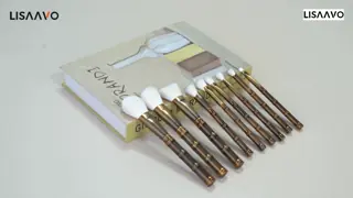 10pcs vintage bamboo bronze makeup brush set with electroplated brushed texture