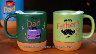 father's day mugs ceramic 380 ml with decal fired plastic lid and cork base designed