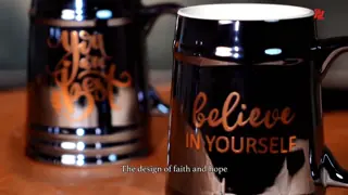 680ml souvenir mug with decal fired and electroplated for cultural and tourism creative store