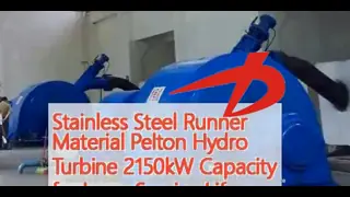 stainless steel runner material pelton hydro turbine with 2150kw capacity and 134m rated water head