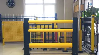 yellow and black color robot safety fence square hole sliding door