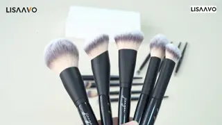 14pcs minimalist solid wood handle makeup brush set with reinforced aluminum tube