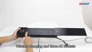 aluminum concealed desk meeting table power outlet socket sliding panel usba usbc