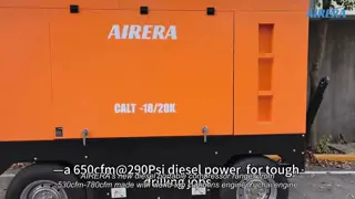 375cfm-780cfm at 300psi-500psi  diesel engine powered portable air compressor,screw compressor