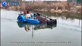 keda aquatic weed harvester with 45kw engine 20km/h speed fully automatic floating weed collector