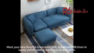 apartment modular linen slipcovered sofa upholstered cotton linen couch with ottoman