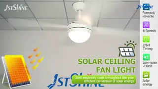 52-inch solar-powered contemporary ceiling fan with mdf blades and integrated led light