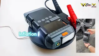 portable battery 8000mah jump starter with air compressor type c charging led display car battery
