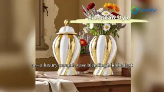 luxury white and gold ceramic vase