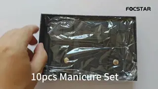stainless steel pu leather nail pedicure grooming kit 10pcs manicure tools set