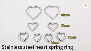 20mm heart shaped stainless steel spring ring 3.0mm wire for handbag & jewelry