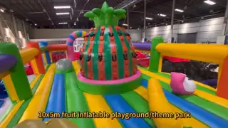 custom commercial obstacle course fruit inflatable theme park with pineapple climbing wall for party
