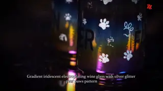 father's day cups dia 6*5cm 11.8cmh 310ml with gradient electroplating and glitter pet paws