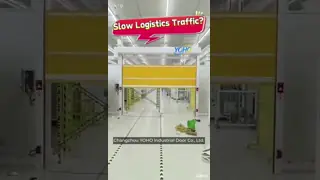 industrial high speed door with enhanced safety for internal factory passages