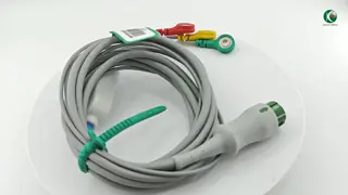 compatible aami 6 pin  ecg cable 5 leads snap type iec