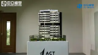 custom modern office building architectural model with elevator lift function & led lighting