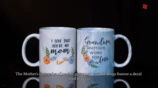 mothers day 330 ml mug with marble glaze and decal paper fired for mothers