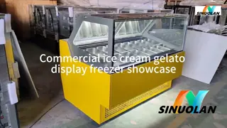 16 trays glass door hard ice cream display cabinet italian gelato freezer
