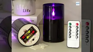 purple led flameless candle with remote control timer function and 3d flickering wick for wedding