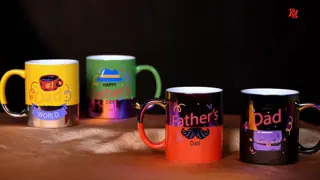 partial  electroplating before glitter decal fired father's day mug dia 8.8*8.8cm 11cmh 430ml