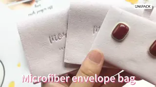 pink envelope microfiber jewelry bag 10x8cm with button closure emboss logo
