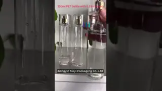 high quality 250ml pet perfume bottle fea 20mm with gold cap