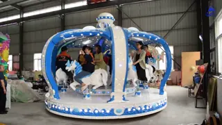 outdoor 12 seat kiddie amusement park rides carousel ice snow crown design
