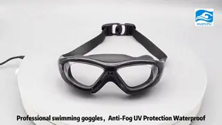black silicone waterproof anti-fog swimming goggles with uv protection for adults