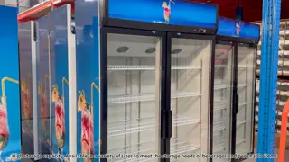 commercial double glass door beverage display refrigerator with large capacity display