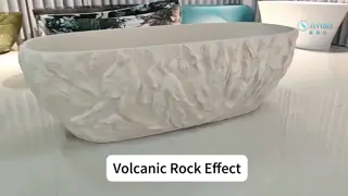 mold resistant bathroom solid surface bathtub volcanic rock effect stand alone