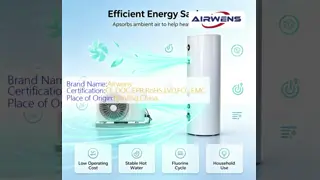low noise air source heat pump water heater 150l/260l tank 1hp/2hp compressor fluorine cycle energy