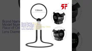 neck-hanging led magnifier with 3x+5x magnification, 130mm hd pmma lens, and rechargeable led light
